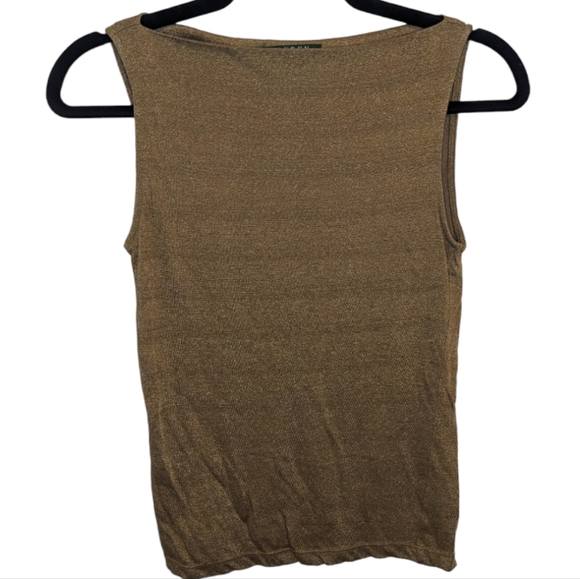Lauren Ralph Lauren | Tops | Lauren Ralph Lauren Womens Gold Metallic ...
